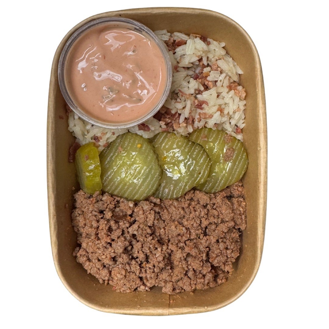 Beef Big Mac Rice Bowl & Pickles | Yakima Fit Foods